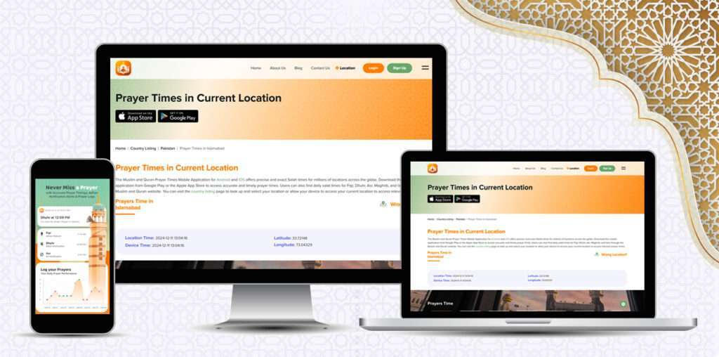 Developed a Comprehensive Prayer Timings App & Web Platform